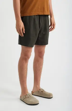Nn07 1454 Gregor Linen Drawstring Shorts - Dark Army