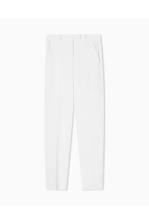 Emporio Armani Waffle Weave Technical Fabric Trousers - White