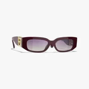 Chanel Oval Sunglasses Burgundy