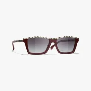 Chanel Rectangle Sunglasses - Burgundy