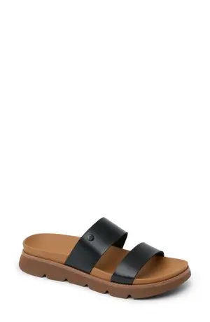 Reef Vista Luxe Thea Platform Slide Sandal - Black/tan