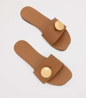 Loewe Leather Pebble Sandals - Brown
