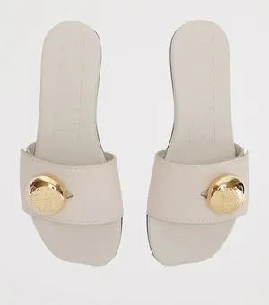Loewe Leather Pebble Sandals - Ivory