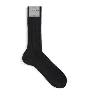 Falke Cashmere-blend Ribbed Socks - Grey