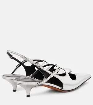 Proenza Schouler Slash 40 Mirrored Leather Slingback Pumps - Silver