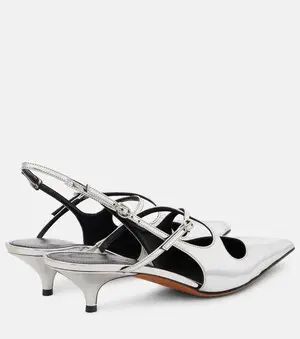 Proenza Schouler Slash 40 Mirrored Leather Slingback Pumps - Silver