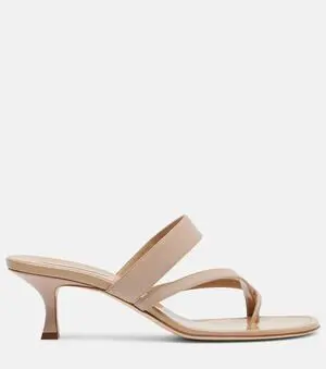 Manolo Blahnik Susa 50 Leather Thong Sandals - Beige