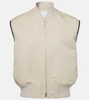 Bottega Veneta Leather-trimmed Cotton And Silk Vest - Beige