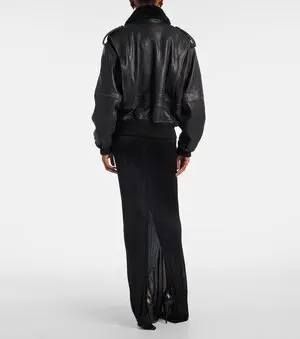 Saint Laurent Shearling-trimmed Leather Jacket - Black