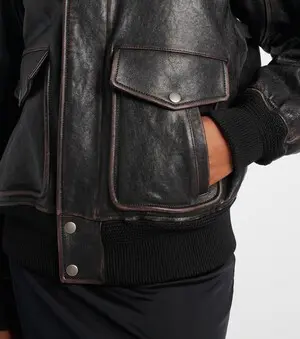 Saint Laurent Shearling-trimmed Leather Jacket - Black