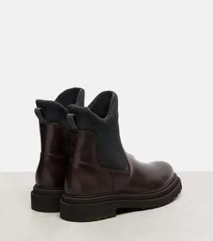 Brunello Cucinelli Leather Sock Boots