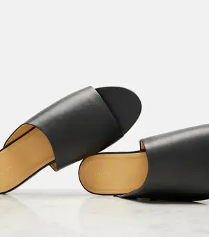 THE ROW Signum Leather Slides - Black
