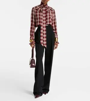 Saint Laurent Checked Silk Blouse