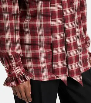 Saint Laurent Checked Silk Blouse - Red