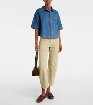 Velvet By Graham & Spencer Brylie Cotton Twill Barrel-leg Pants - Beige