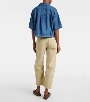 Velvet By Graham & Spencer Brylie Cotton Twill Barrel-leg Pants - Beige