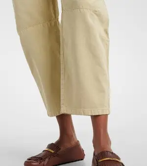 Velvet By Graham & Spencer Brylie Cotton Twill Barrel-leg Pants - Beige