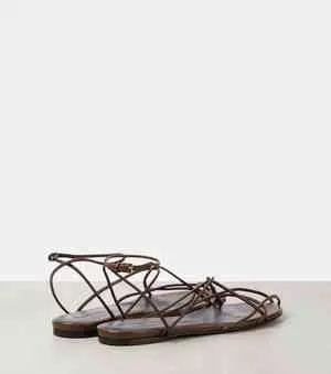 Khaite Loulou Leather Sandals - Brown