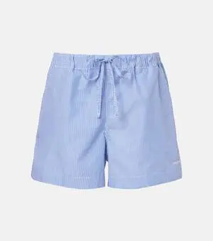 Hunza G Striped Cotton Poplin Shorts - Blue