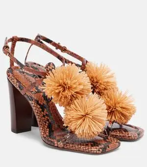 Ulla Johnson Isolde Raffia-trimmed Leather Sandals - Multicoloured