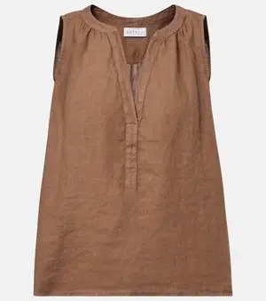Velvet By Graham & Spencer Tacy Linen Top - Brown