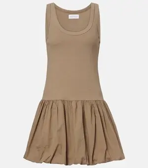 Velvet By Graham & Spencer Isla Cotton-blend Poplin Minidress - Brown