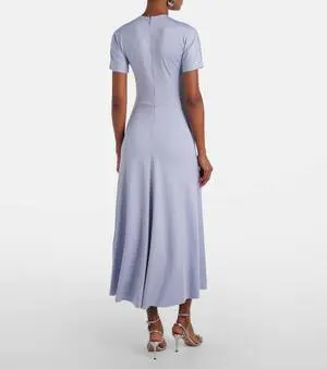 Victoria Beckham Gathered Jersey Midi Dress - Blue