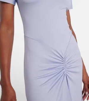 Victoria Beckham Gathered Jersey Midi Dress - Blue