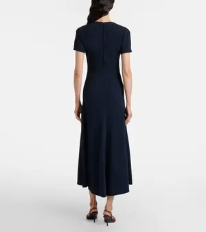 Victoria Beckham Gathered Jersey Midi Dress - Blue