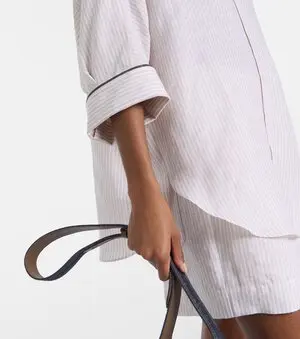 Brunello Cucinelli Monili Striped Oversized Linen Shirt