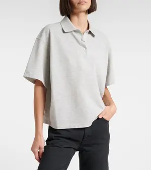 Saint Laurent Cassandre Cotton-blend Piqué Polo Shirt - Grey