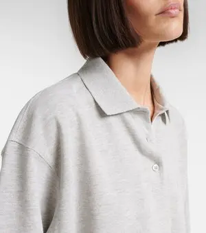 Saint Laurent Cassandre Cotton-blend Piqué Polo Shirt - Grey