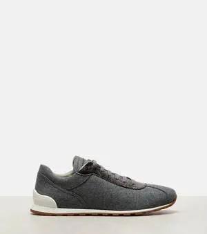Brunello Cucinelli Leather-trimmed Felt Sneakers