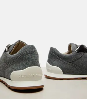 Brunello Cucinelli Leather-trimmed Felt Sneakers