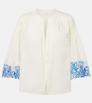 Velvet By Graham & Spencer Blake Embroidered Cotton Blouse