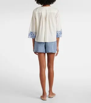 Velvet By Graham & Spencer Blake Embroidered Cotton Blouse