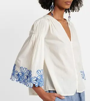 Velvet By Graham & Spencer Blake Embroidered Cotton Blouse