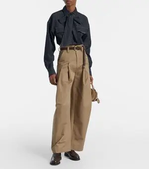 Brunello Cucinelli Bow-tie Cotton Blouse