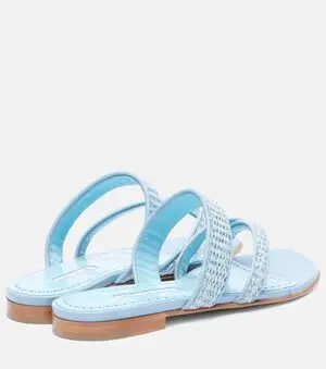 Manolo Blahnik Susara Raffia Thong Sandals