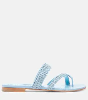 Manolo Blahnik Susara Raffia Thong Sandals