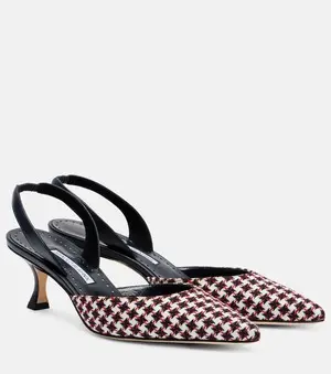 Manolo Blahnik Carolyne 50 Houndstooth Slingback Pumps - Multicoloured