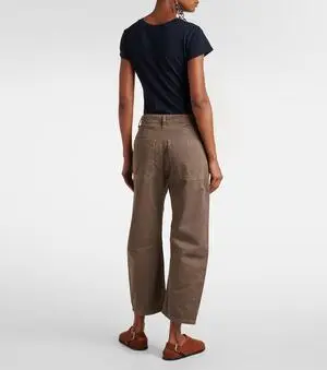 Velvet By Graham & Spencer Alexis Cotton Twill Barrel-leg Pants - Brown