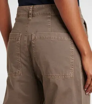 Velvet By Graham & Spencer Alexis Cotton Twill Barrel-leg Pants - Brown