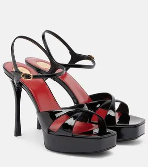 Saint Laurent Debbie 85 Patent Leather Platform Sandals - Black