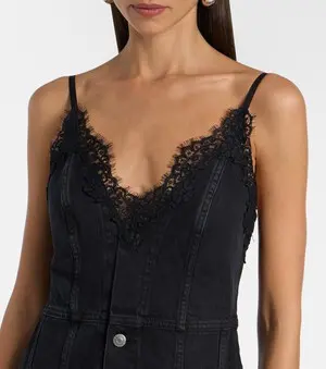 Stella McCartney Lace-trimmed Denim Maxi Dress