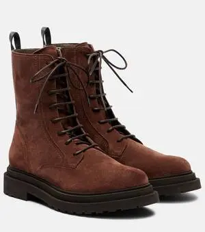 Brunello Cucinelli Monili Suede Ankle Boots - Brown