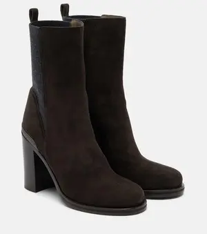 Brunello Cucinelli Monili Suede Ankle Boots - Brown