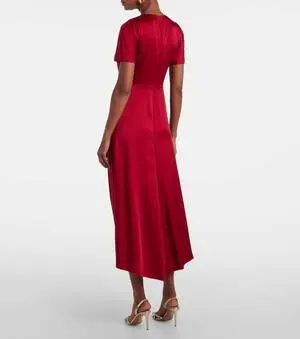 Victoria Beckham Gathered Satin Midi Dress