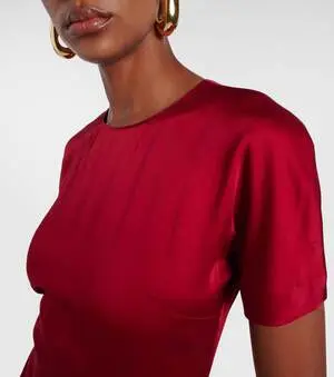Victoria Beckham Gathered Satin Midi Dress