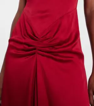 Victoria Beckham Gathered Satin Midi Dress